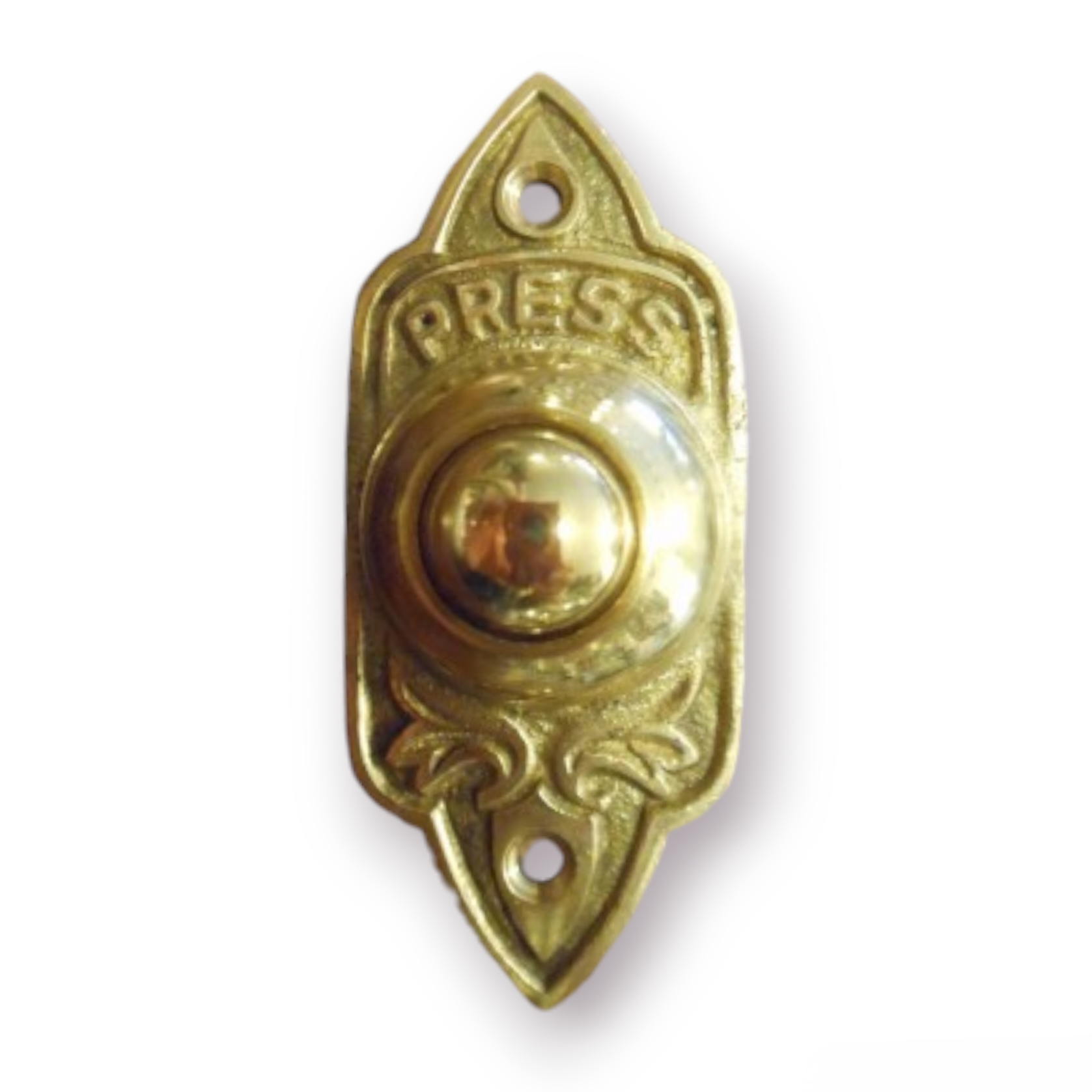 Arch Ended Brass Bell Push - PRESS - Period Features