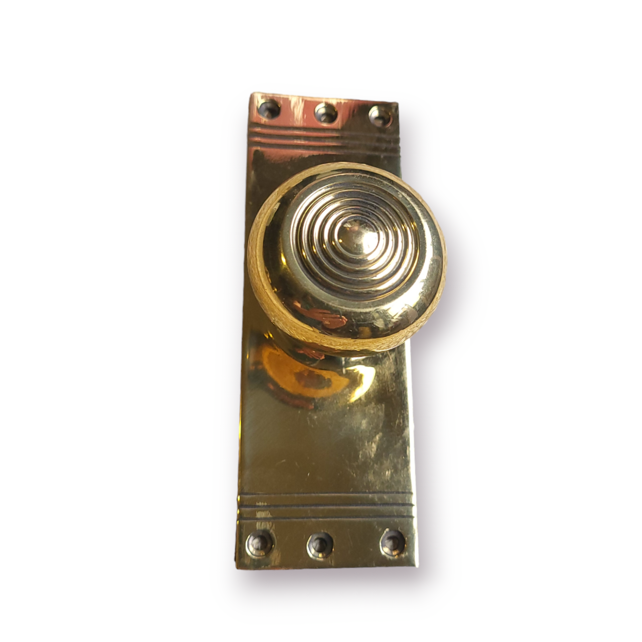 Beehive Door Knob on Back Plate - Brass - Mortice - Period Features