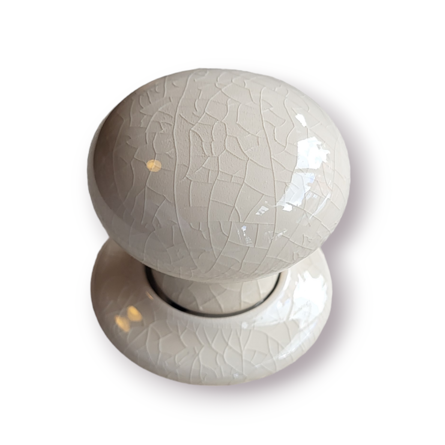 Cream Crackle Glaze Ceramic Door Knob - Period Features