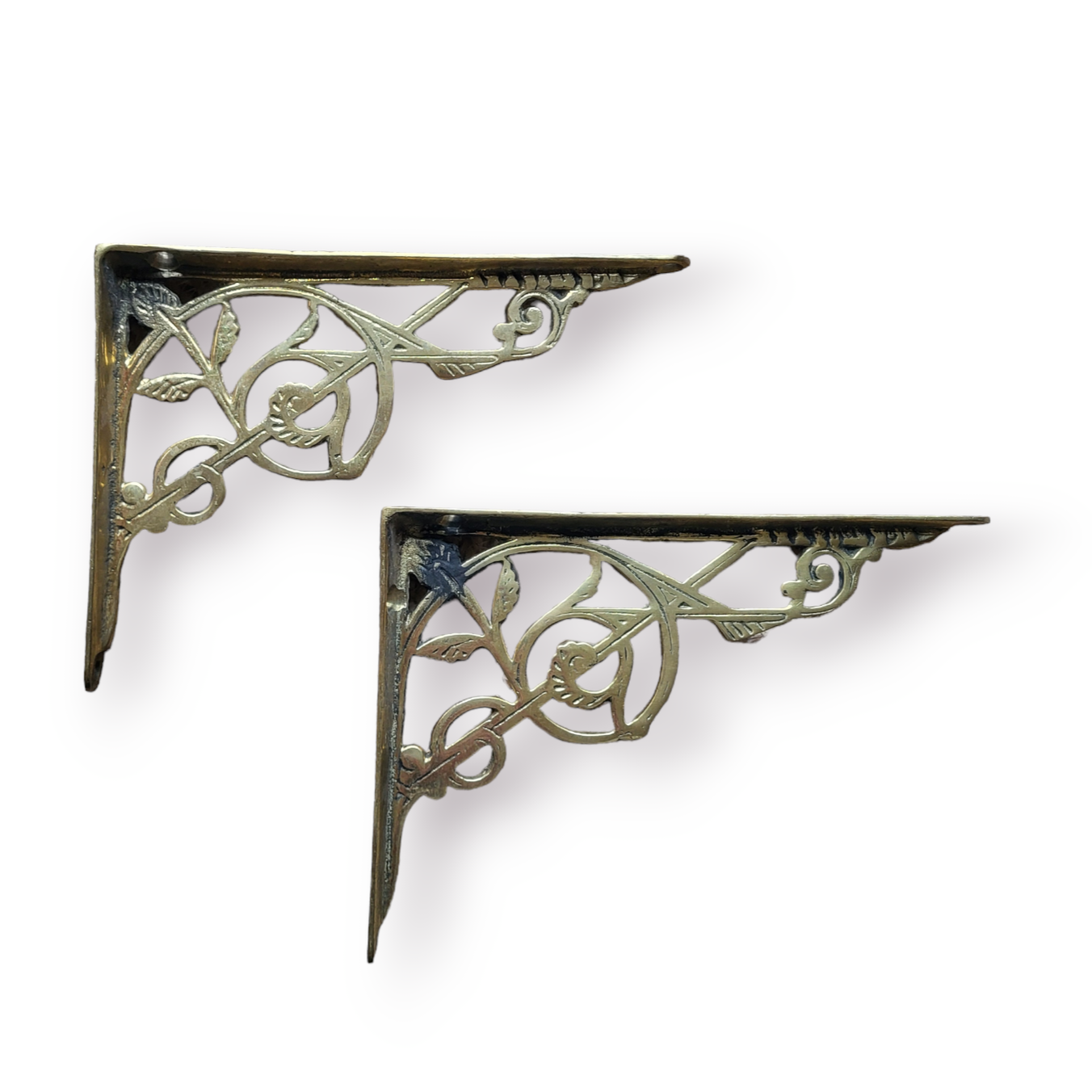 Trellis Brackets - Medium - Brass - Pair - Period Features
