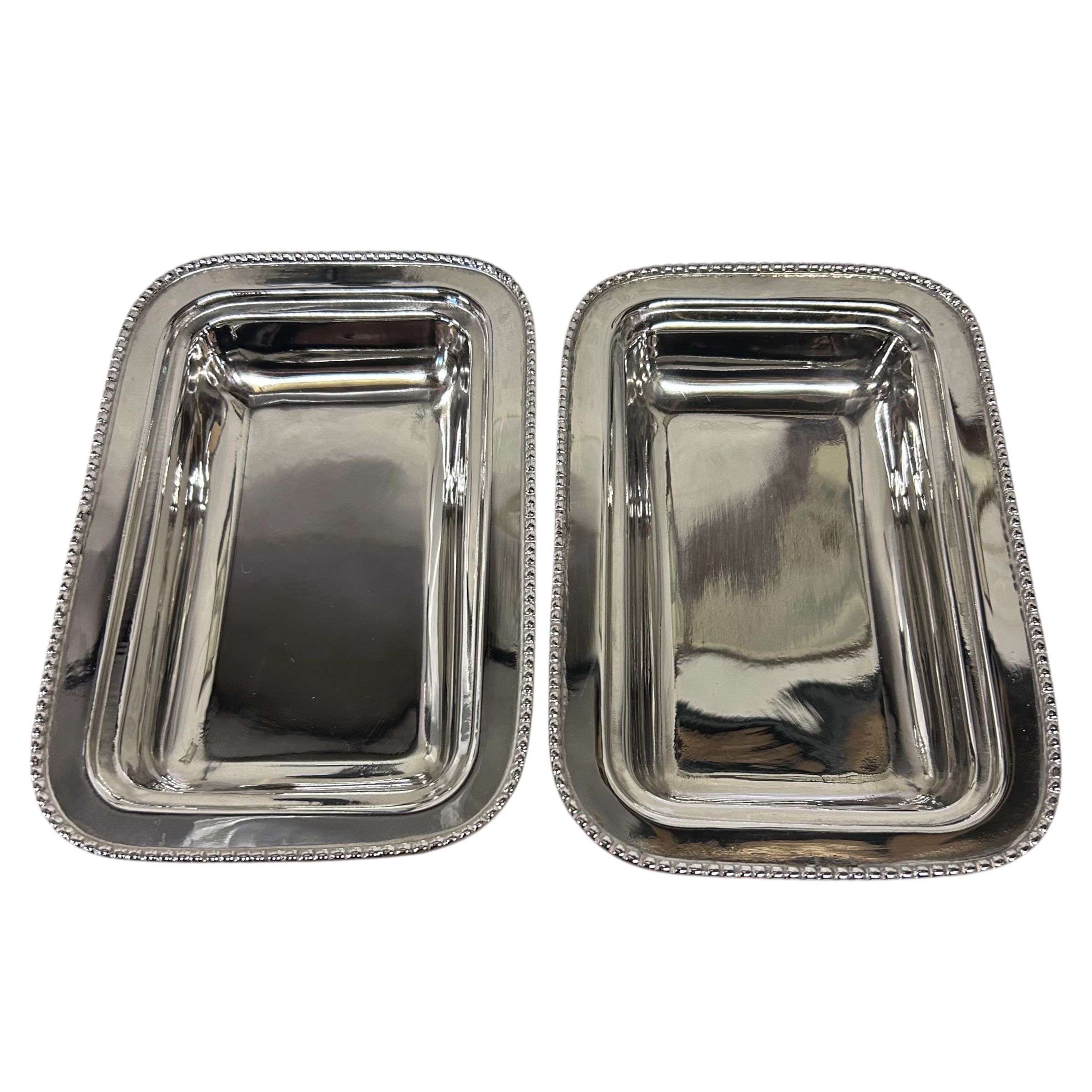 Beaded Nickel Plate Dishes - Set of 2 - Period Features